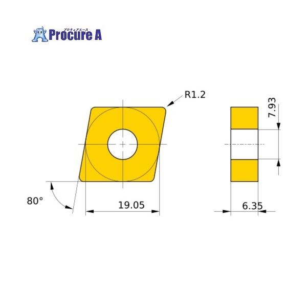 【送料都度見積】●適合被削材：M種●チップ形状：80°菱形●内接円IC(mm)：19.05●厚さS(mm)：6.35●コーナ半径RE(mm)：1.2●コーティング：MP7135