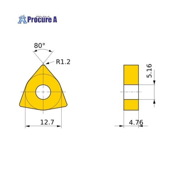 【送料都度見積】●適合被削材：M種●チップ形状：六角形●内接円IC(mm)：12.7●厚さS(mm)：4.76●コーナ半径RE(mm)：1.2●コーティング：MP7135