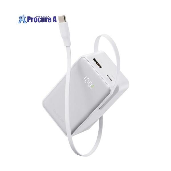 ●色：ホワイト●ポート数：USB Type-Cポート×1、USB-Aポート×1、本体一体型USB Type-Cケーブル×1●幅(mm)：51●奥行(mm)：37●高さ(mm)：82●容量(mAh)：3.65V/10000mAh 36.5Wh...