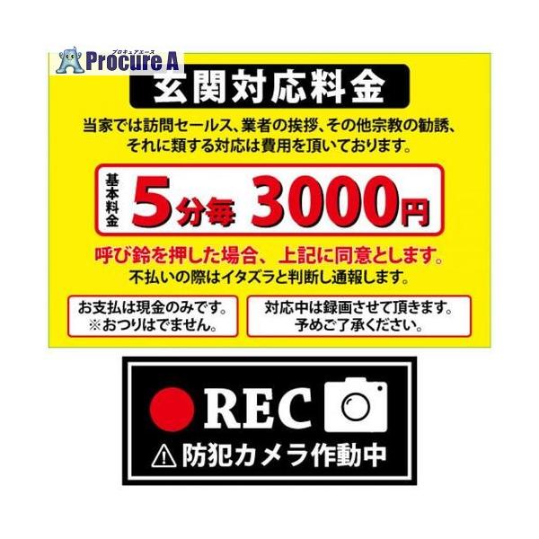 ●サイズ(mm)：120×80(玄関対応料金ステッカー)●サイズ(mm)：80×35(防犯カメラ作動中)