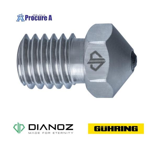 【送料都度見積】●適合機種：V6●サイズ：M6●長さ(mm)：12.5●品名：3Dプリンター用　ダイヤモンドチップ付きノズル●口径(mm)：1●対応フィラメント径(mm)：2.85