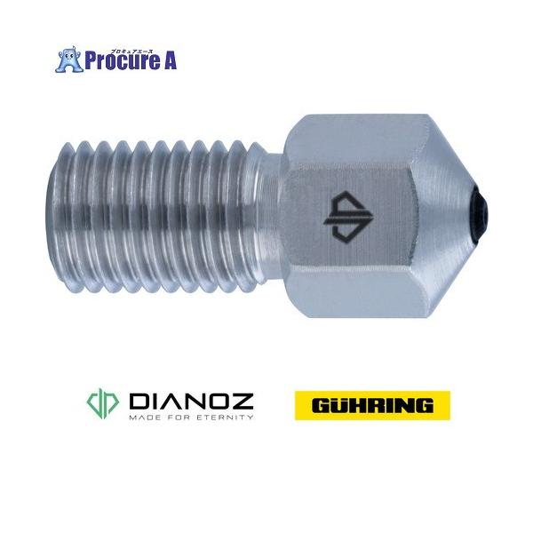 【送料都度見積】●適合機種：UltiMaker●サイズ：M6×0.75●長さ(mm)：17●品名：3Dプリンター用　ダイヤモンドチップ付きノズル●口径(mm)：0.6●対応フィラメント径(mm)：2.85