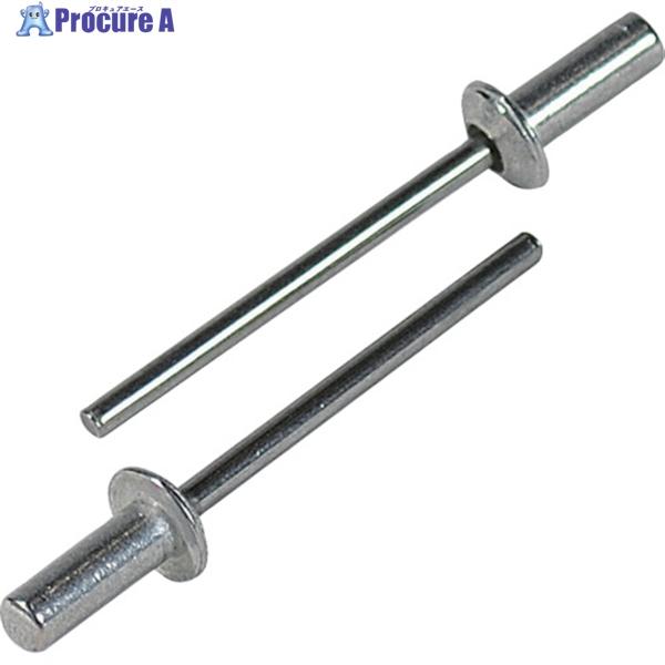 ●リベット径(mm)：4.8●リベット長(mm)：8.5●フランジ径(mm)：9.6●かしめ板厚(mm)：1.6〜3.2●下穴径(mm)：4.9〜5.0●せん断強度(N)：2600●引張強度(N)：3900●箱入数(本)：150