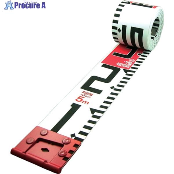 ●幅(mm)：60●目盛表面：タテ数字 20cm毎赤白●目盛裏面：ヨコ数字 20cm毎赤白●テープ長さ(m)：5●テープ幅(mm)：60●テープ厚さ(mm)：0.7●最大測定長(mm)：5000●全長(mm)：5000標準張力：50N/20℃