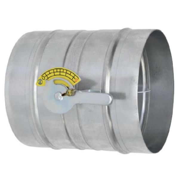 空気の流れる量を調節するダンパーです。羽の開放または閉鎖を手動でハンドル操作します。