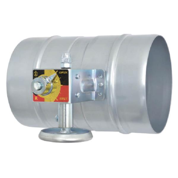 空気の流れる量を調節するダンパーです。羽の開放または閉鎖を手動でハンドル操作します。