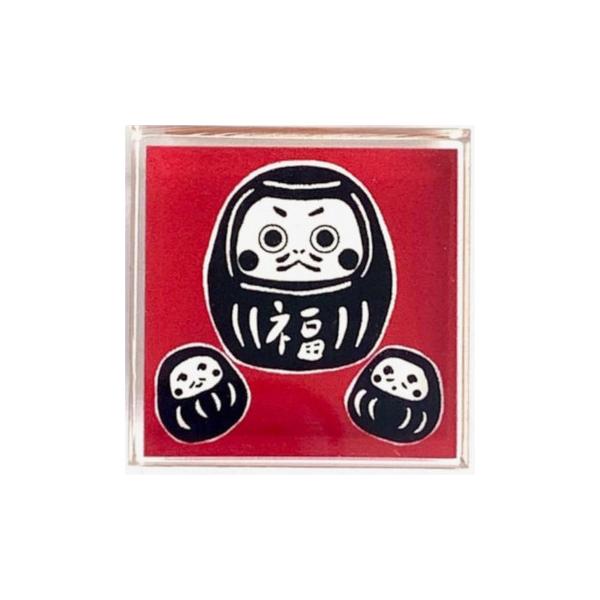 【メール便対応】消しゴムはんこ作家とみこはんデザインのイラストスタンプアクリルブロックにカラー印刷をして華やかで飾っても可愛いスタンプ。3体の親子だるまさんのデザインです。【あすつく対象外商品】【お取り寄せ商品、8〜11営業日前後で発送予定】