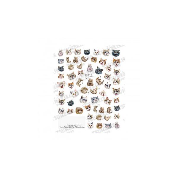 【メール便対応】色々な表情のかわいい猫の顔をテーマにしました色々な表情のかわいい猫の顔をテーマにしました。繊細な油絵風で、どのようなベースカラーとも相性が良く、様々なデザインを楽しむことができます。よく見るとシールにはラブメッセージが隠れて...