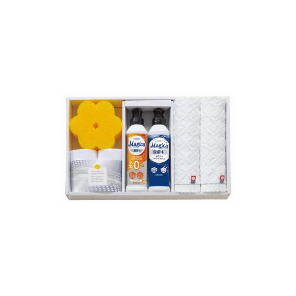 食器洗いが手早く片づく食器用洗剤ギフトナノ洗浄でベタつく油汚れもサラサラ落とす食器用洗剤・チャーミーマジカと、今治タオルやマイクロファイバークロスがセットになった、役立つキッチン洗剤ギフトです。【あすつく対象外商品】【お取り寄せ商品、14〜...