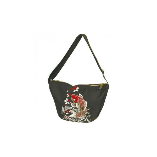 【送料無料】和柄の刺繍が施されたスタイリッシュなデザインが特徴刺繍のワインポイントが特徴的なメッセンジャーバック。【あすつく対象外商品】【お取り寄せ商品、6〜9営業日前後で発送予定】