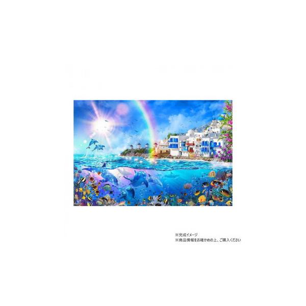 【送料無料】地中海の美しさと生命の躍動が感じられるミコノス島をテーマに描いた爽やかな1枚です。青い海と虹のかかる空に映える真っ白な建物や、ミコノス島で人気の風車が遠望に描かれ、眩しく輝く太陽の下、夏の情景が広がります。透き通る海の中には優雅...