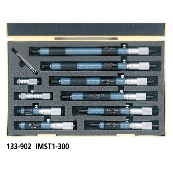 ■棒形内側マイクロメーターセット 133-901 IMST-150の特長●標準タイプの棒形内側マイクロメータの測定範囲50〜150mmのセット品です。●測定面は超硬合金チップ付です。●基点調整が必要です。●基点調整のための基準ゲージとして、...