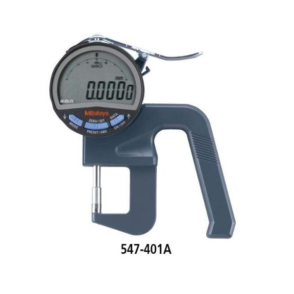 ■ダイヤルシックネスゲージ 547-401Aの特長●小物部品、紙、フェルト等の厚みをワンタッチで迅速に測定することが出来るデジタルシクネスゲージです●ダイヤルゲージは、外枠とオオイ板を一体形成しており、前面からの水や油が侵入する心配がありま...