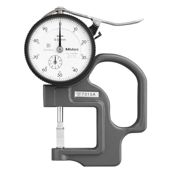 ■シックネスゲージ 7315Aの特長●丸ものの細溝測定に最適なアナログシックネスゲージです●測定子とアンビルの測定形状が厚さ1mmの刃物形(ブレード形)になっています●目量(mm)：0.01●測定範囲(mm)：0-10●差し込み深さ(mm)...