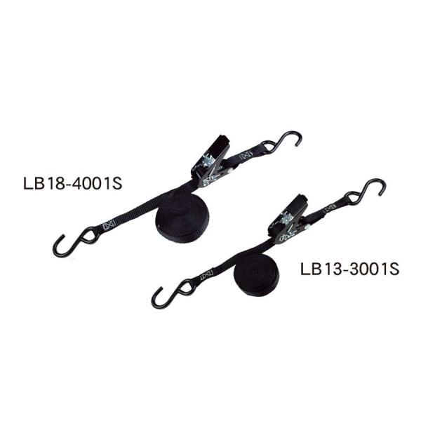 ■ミニミニラッシングベルト LB18-4001Sの特長●自転車やバイクの荷台への荷物固定に最適です●持ち運びに便利なミニサイズなので、アウトドアにも最適な軽量小型タイプ●ラチェット金具により簡単に確実に荷締めができます●ベルト材質：ポリエス...
