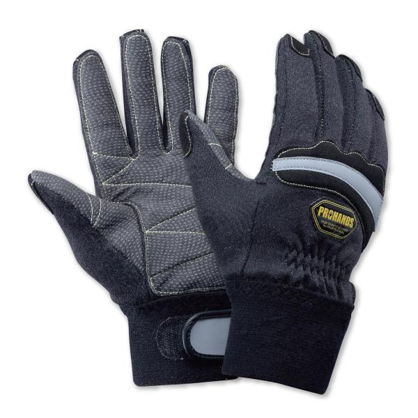◆ＫＢ−２３１◆【プロハンズ】お客様の要望が多く作った黒アラミド繊維の消防・災害手袋。機能上どうしてもごわつきがちな消防・災害手袋ですがこちらは作業がし易いことも念頭に置きました。手の平にはものをしっかりホールドする様滑り止めエンボス加工を...