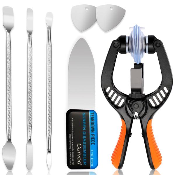 【商品概要】スパッジャー セット：パッケージには合計7個の分解ツールが入っています。スパッジャー×3本、フラットスパッジャー×1本、オープニングプライヤー×1個、開口ピック×2枚。スマホ分解・修理に適用するスマホ分解工具です金属製スパッジャ...