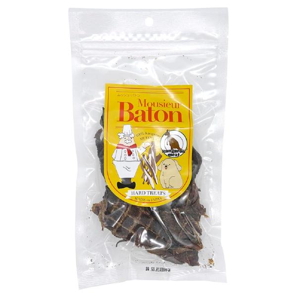 【商品概要】犬用カンガルージャーキー【商品説明】【商品詳細】ブランド：Mousieur Baton(ムッシュバトン)商品種別：ペット用品商品名：ムッシュバトン カンガルーミート 80g 全犬種用製造元：フェローエヴォルヴィング商品内容：80...