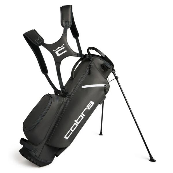 2026年NEWモデル！Cobra Golf COBRA Sport Carry Stand Golf Bag口枠：3分割素材：100% ポリエステルバッグ重量：約1.95kgダブルストラップショルダー付き簡易フードカバー付き(Black)...
