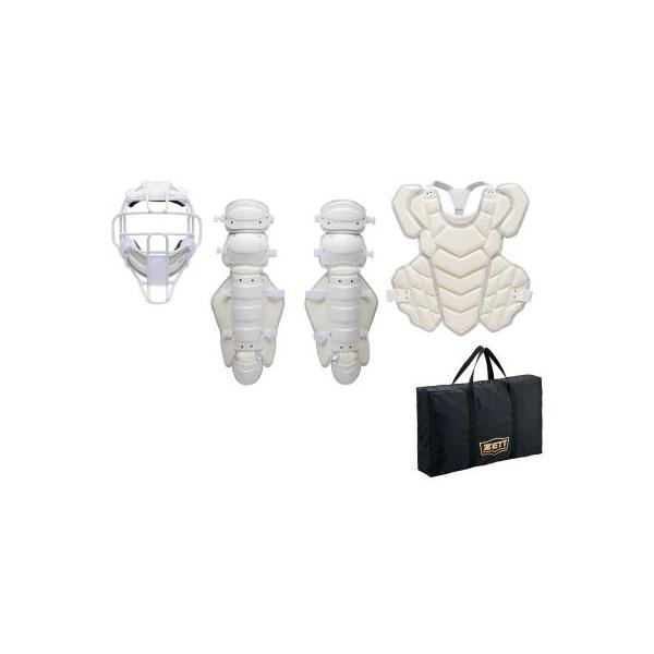 ☆オールホワイトの暑さ対策練習用防具セット。※高校野球公式戦では使用不可。■一般硬式用■カラー：（1100）ホワイト■素材：マスク/鋼線、プロテクター/合成皮革、レガーツ/ポリエチレン・合成皮革■仕様：マスク/SGマーク合格品(対人賠償責任...