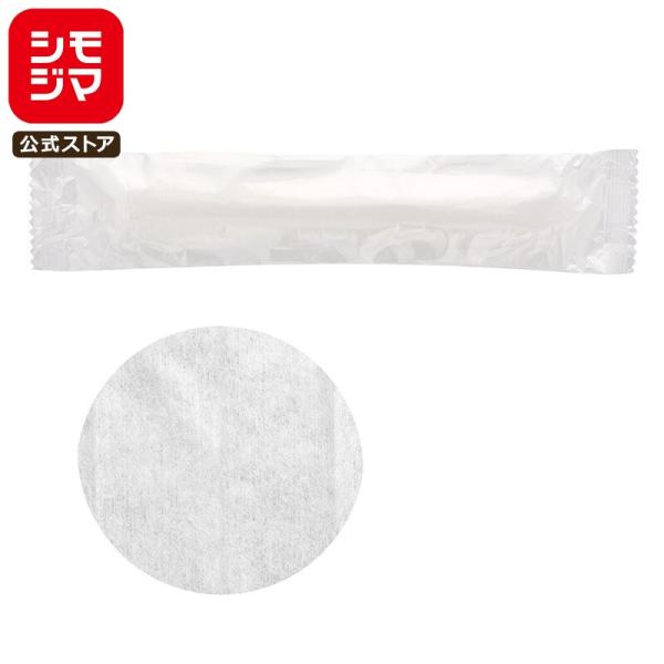 JANコード：4547432650008　シモジマコード：004711055材質：スパンレース40g　商品サイズ：シートサイズ:180×240mm安価な丸型タイプのおしぼりです。パールフィルム包装。1パック100本入※商品画像は実物と多少色...