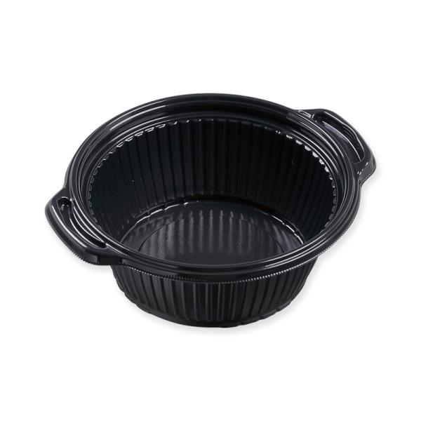 外寸：180×156×60mm蓋をした状態で積み重ねると、本体底面が蓋天面にはまる「かん合方式」を採用、デリバリーやテイクアウト時の転倒を抑制する鍋型容器です。盛付けやすく食べやすい深型設計。カレーやスープ等の汁物系料理にぴったりです。内嵌...