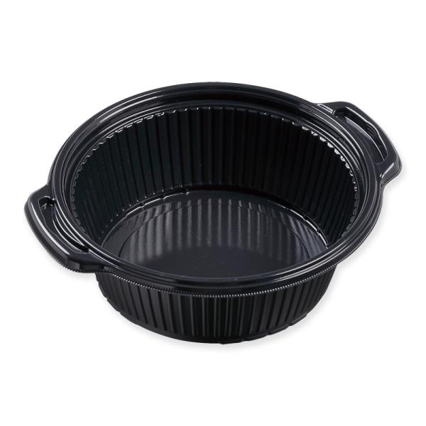 外寸：216×188×65mm蓋をした状態で積み重ねると、本体底面が蓋天面にはまる「かん合方式」を採用、デリバリーやテイクアウト時の転倒を抑制する鍋型容器です。盛付けやすく食べやすい深型設計。カレーやスープ等の汁物系料理にぴったりです。内嵌...