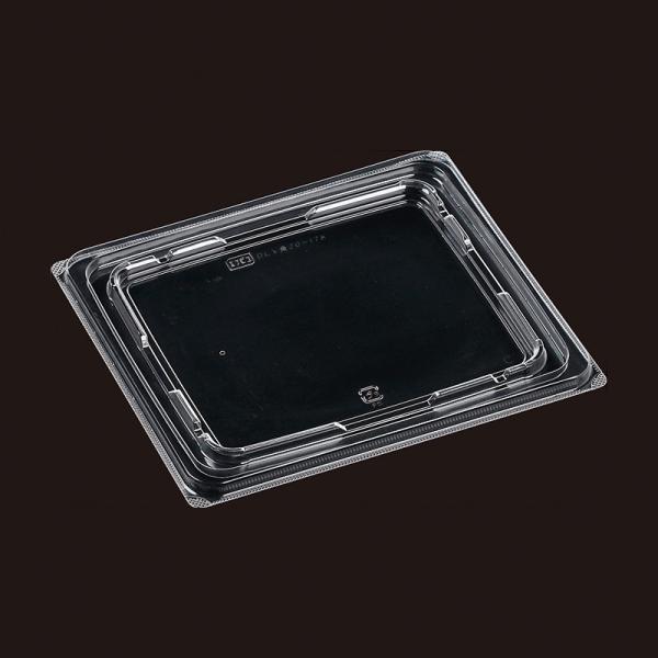 外寸：200×174×8mm本体底面が蓋天面にはまる角型弁当容器「エフピコ 丼・お重容器 DLV角 20-17-1(47) 本体 黒 50枚」の専用内嵌合蓋です。蒸気を逃がす穴あり。●電子レンジ使用不可●オーブン使用不可●耐油性:なし●耐熱...