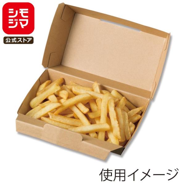 JANコード:4901755033533 シモジマコード:004248316材質:未晒クラフト紙サイズ:内寸:天面185×110/底面170×95/高70mmナチュラルなクラフトテイストのノンフッ素の食品箱です。3層構造のため、強度が高いパ...