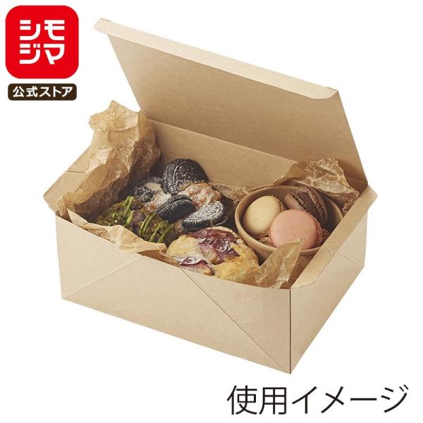 JANコード:4901755033762 シモジマコード:004248403材質:未晒クラフト紙サイズ:外寸:150×210×高90mmナチュラルなクラフトテイストのケーキ箱です。カットケーキ6~7個が目安です。3層構造のため、強度が高いパ...