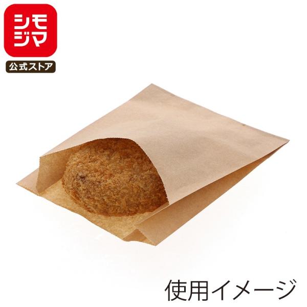JANコード:4901755034530 シモジマコード:004180783材質:ノンフッ素耐油未晒クラフト紙45gサイズ:幅105×横マチ35×高130mmノンフッ素の耐油袋です。ポテトやコロッケなどの総菜を1個入れるのに適した袋です。●...