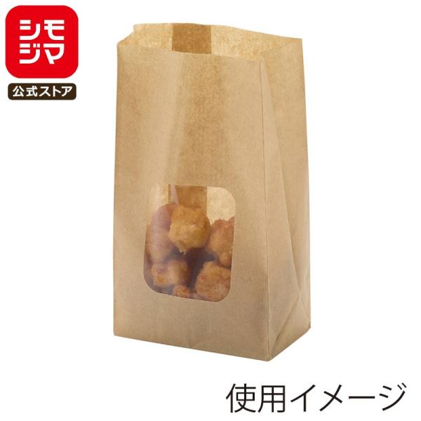 JANコード:4901755035803 シモジマコード:004181201材質:ノンフッ素耐油未晒クラフト紙50g+防曇OPPフィルムサイズ:幅90×マチ60×高160mmノンフッ素の窓付の耐油袋です。ドーナツやフライ、パンなどを入れるの...