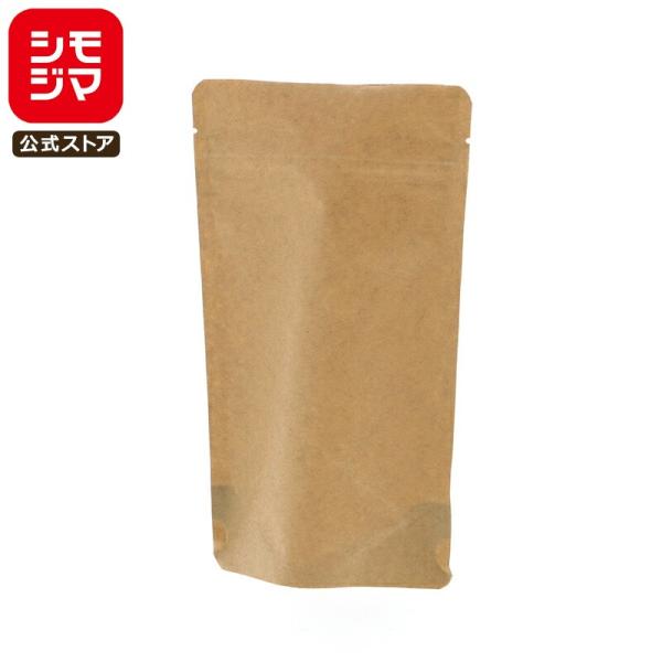 全体幅120×高200mm　有効サイズ：幅110×チャック下160（底マチ55）人気のクラフトタイプのチャック付スタンド袋です。底マチ付きで自立します。表面はクラフト紙で内側はアルミ蒸着CP素材で防湿性・機密性に優れ、保存に最適です。ノッチ...
