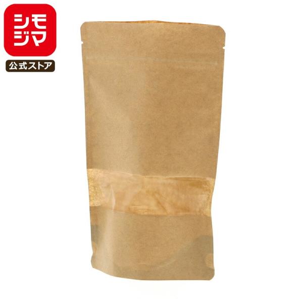 全体幅140×高220mm　有効サイズ：幅130×チャック下180（底マチ68）人気のクラフトタイプのチャック付スタンド袋です。中身が見える窓が付いています。底マチ付きで自立します。表面はクラフト紙で内側はPE素材で防湿性・機密性に優れ、保...