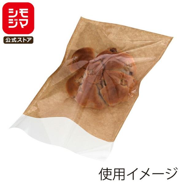 シモジマコード：004738248PPフィルムをラミネート加工した紙に、OPPフィルムを貼って袋状にした食品向け平袋・フラップ付きです。メロンパン、あんぱんなどの菓子パンをはじめ、中身が見えるので多種多様の陳列販売ににおすすめです。●耐熱温...