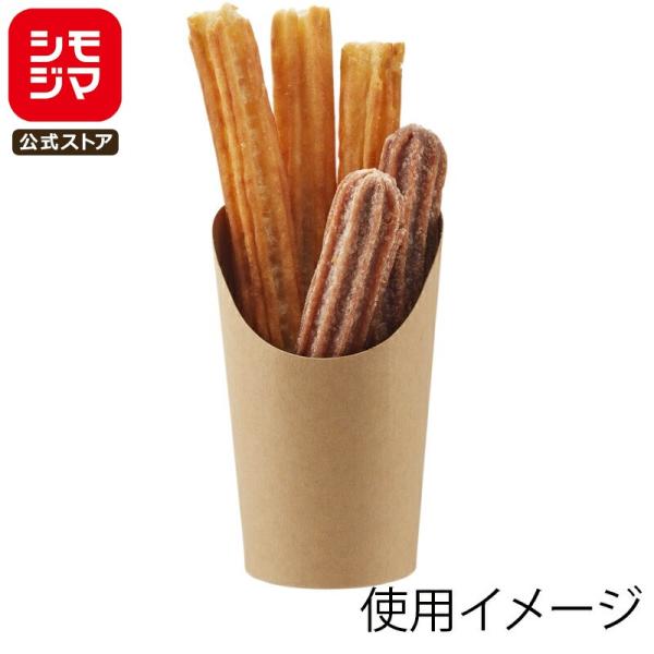 JANコード：4901755676129 シモジマコード：004502009サイズ：底径60×高さ128(短辺82)mm　材質：未晒クラフト紙+PEコーティング内側PE加工で油染みしにくいクラフト紙容器。ポテトフライやからあげなど、ホットス...