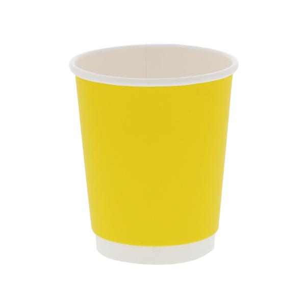 JANコード：4901755679564　シモジマコード：004533137サイズ：口径80×高95×底径55mm材質：晒クラフト紙+PEコーティングパルプ紙の二層構造で、断熱性、保冷性を高めた、シンプルなカップです。イエロータイプ。ダンボ...