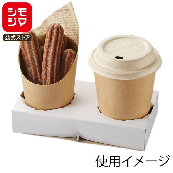 JANコード：4901755687576 シモジマコード：004490132サイズ：穴の直径：直径約70mm　180mm×95mm×高35mm材質：コートボール紙300gみそ汁やスープカップ、デザートカップなどのテイクアウト用に便利!カップ...