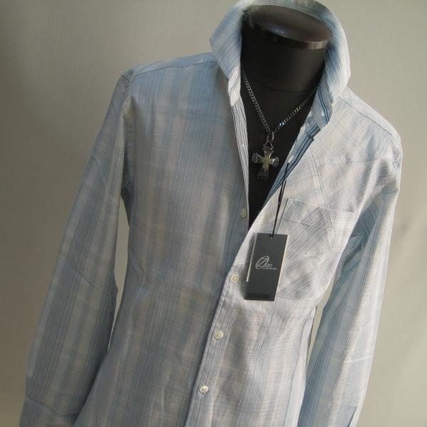 ■トルネードマート Zero by TORNADOMART グレンチェックJQリバーシブルチェックシャツ■新品タグ付 日本製 定価15,180円■ZSH5603 43 ライトブルー■サイズM肩幅43 身幅(脇下を結んで)47 袖丈62 着丈...