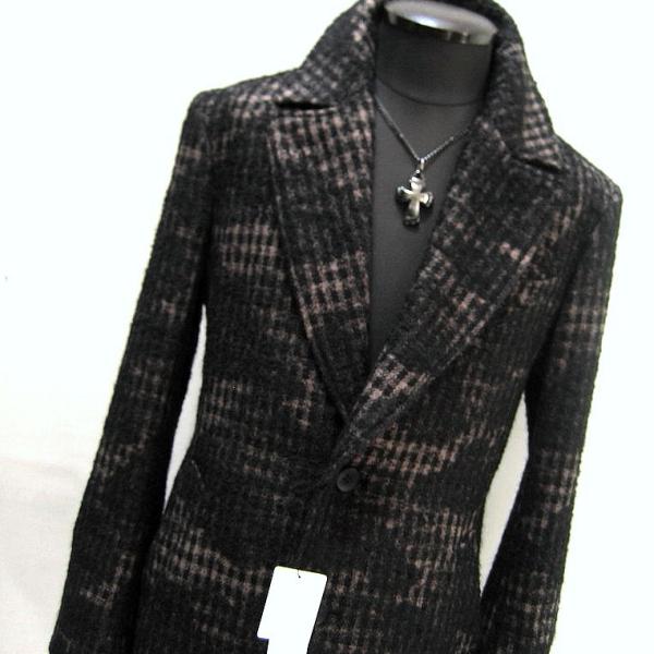 ■ハイストリート HIGH STREET ZANIERI チェックコート■新品タグ付　定価58,300円　中国製■6329213003 COL050 ブラック×茶系■サイズM肩幅43.5　身幅（脇下を結んで）50　袖丈61　着丈85.5（c...