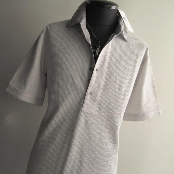 ■トルネードマート Zero by TORNADOMART サッカーストライプジャージーポロシャツ 半袖■新品サンプルタグ付 中国製 定価12,980円■2001582 COL76 グレー■サイズL肩幅43 身幅(脇下を結んで)50 袖丈2...