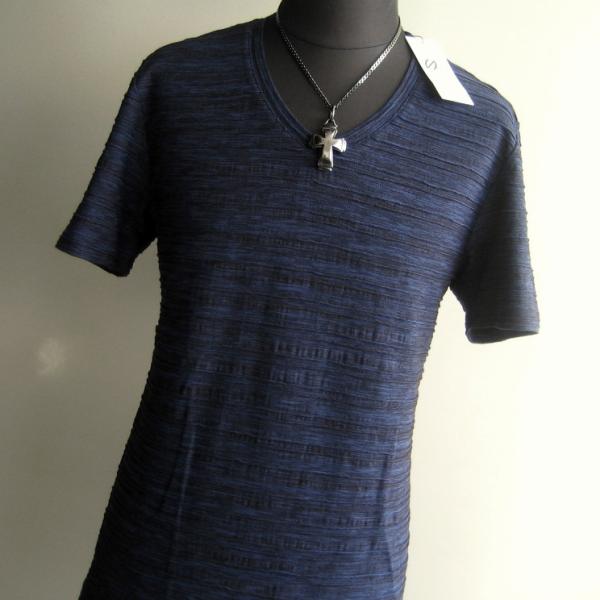 ■トルネードマート ゼロ(Zero by TORNADOMART) ストームタック天竺ボーダー半袖カットソー■新品サンプルタグ付 日本製 定価7,480円■2001542 COL84 ブルー■サイズL肩幅43 身幅(脇下を結んで)48 袖丈...