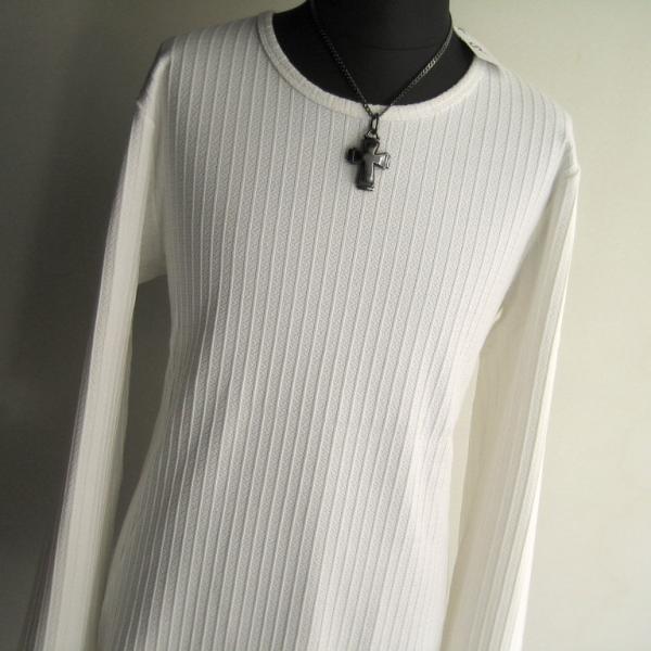 ■トルネードマート ゼロ(Zero by TORNADOMART) ジグザグストライプリンクス長袖カットソー■新品タグ付 紙タグに書き込みがございます中国製 定価11,880円■2001942 COL02 ホワイト■サイズL肩幅43.5 身...