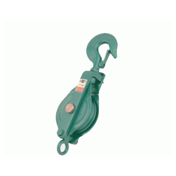 【代理店直送品、個人宅への配送不可】・強力、堅牢な滑車です。・フックは特殊鋼鍛造で、はずれ止めがついているので安全です。・シーブはメタル入りで、50mm、75mm、100mm、125mmにはオイルレスメタル（焼結含油軸受け）を装着しておりま...