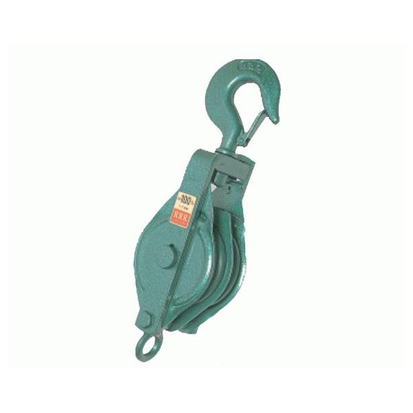 【代理店直送品、個人宅への配送不可】・強力、堅牢な滑車です。・フックは特殊鋼鍛造で、はずれ止めがついているので安全です。・シーブはメタル入りで、50mm、75mm、100mm、125mmにはオイルレスメタル（焼結含油軸受け）を装着しておりま...