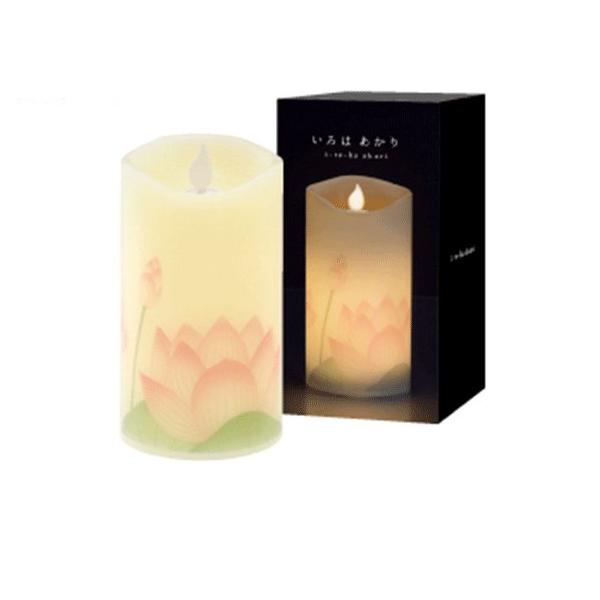 【お取り寄せ品※３〜４営業日】「本物のロウを使ったリアルな質感と、自然な炎のゆらぎを再現したLEDローソク。　　　　　 やさしい色合いの蓮が、見る人の心を和ませます。対で使えば盆提灯としてもお使いいただけます。■仕様■小函寸法 W78×L7...