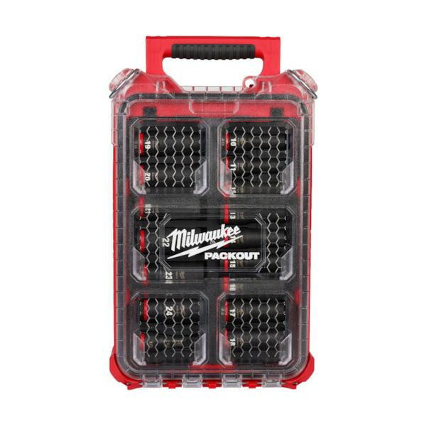 【お取り寄せ品■入荷待ち】特長●PACKOUT オーガナイザー（Sサイズ）に収納された1/2インチ(12.7mm)角 ディープインパクトソケット16PCSセット●取り外し可能な専用インナートレイ付き●インナートレイの下にフォームがあり、フォ...