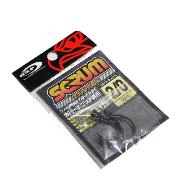 O.S.P HOOK SCRUM(スクラム)はワームの性能を100%引き出すための、カバーネコリグ専用のフックである。フックポイントをワームに埋めてスナッグレス性能を向上させ、Vアームでワームを挟んでホールドすることで、ラフな扱いでもワーム...