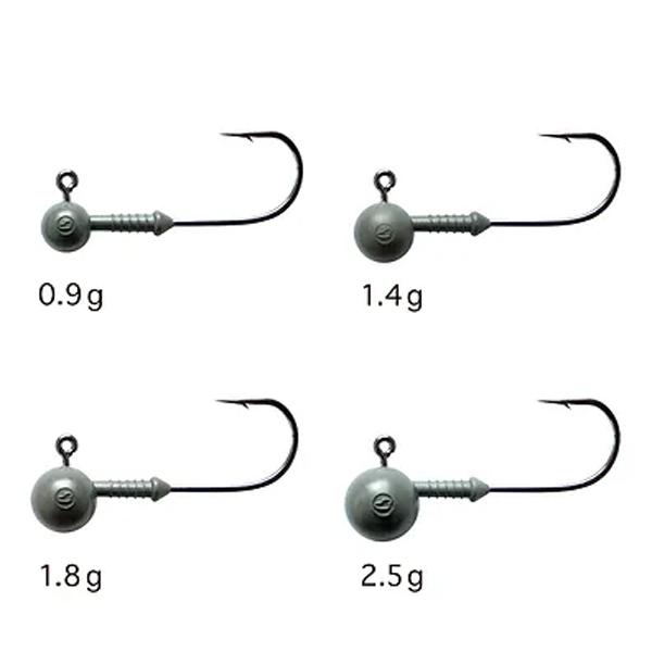 高比重樹脂タングステンで成型された"kem kem head"。重心を一点に集中させることで機敏な動きを演出します。伸びに対する強度を最大限に引き出すため粘りのある鋼材と最適な熱処理によって作り上げたこだわりのジグヘッドです。