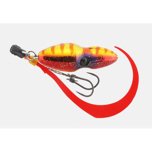 コンパクトシルエットヘッド、スカート、ネクタイが一連の従来の漁具型ルアーと異なり、ボディとネクタイ+フックを別パーツとして構成。さらに並列にセットしボリューム感を抑えたことでコンパクト化を実現。ボディへのバイトもフッキングに持ち込みます。【...